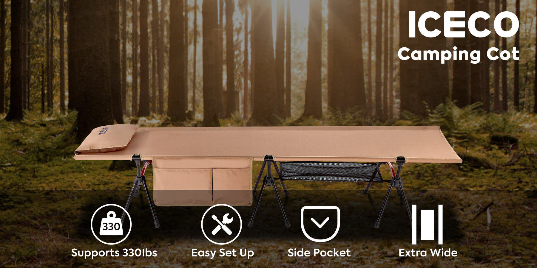 Portable Camping Cot Folding Quick Set Up Cot| ICECO Outdoor – ICECOFREEZER