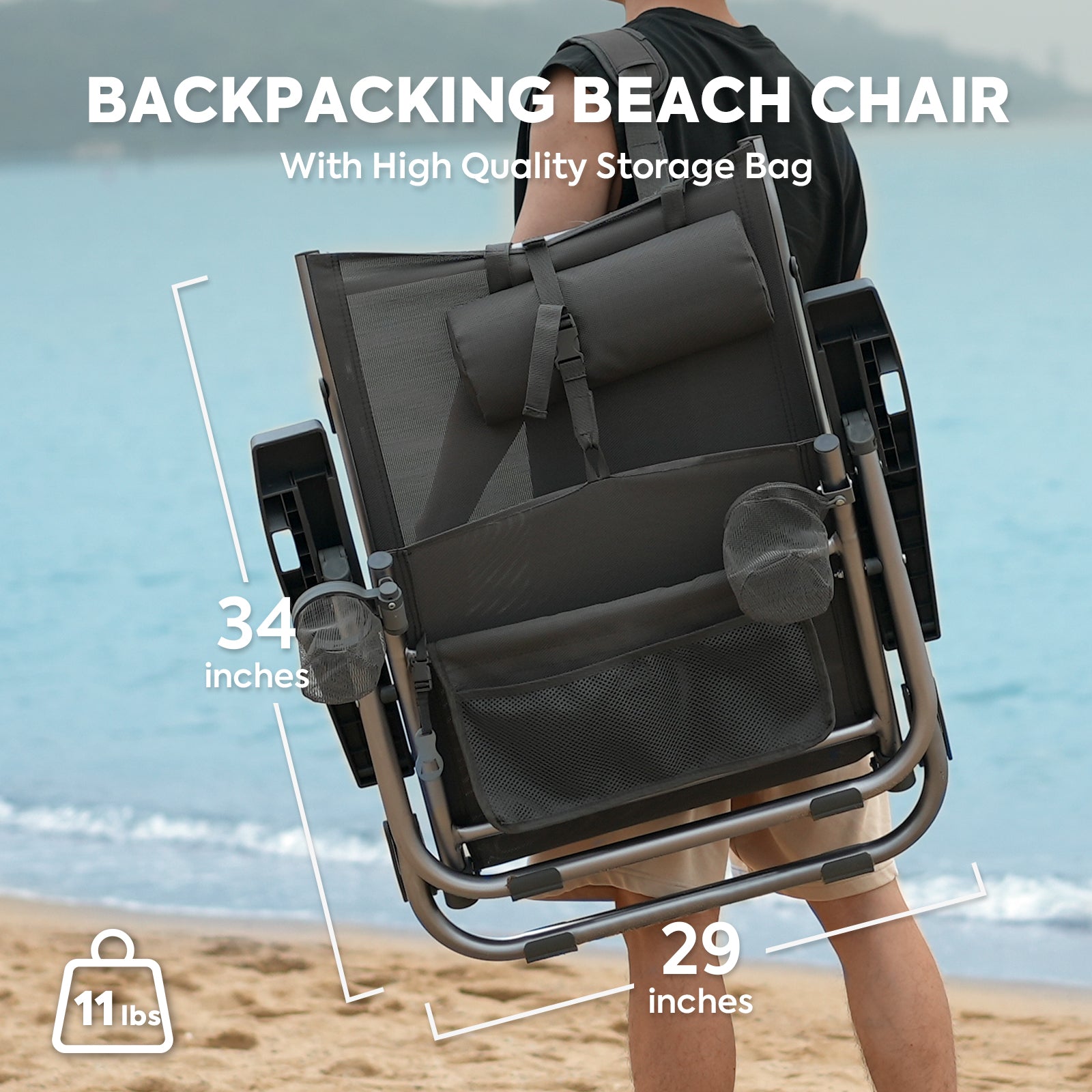 ICECO Bora Beach Chairs for Adults, 5 Positions Reclining & Folding ...