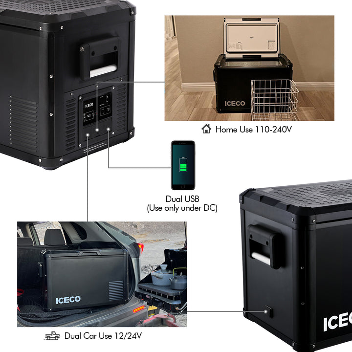 ICECO VL45ProS 12V Fridge Refrigerator Freezer with Slide For Outdoor ...