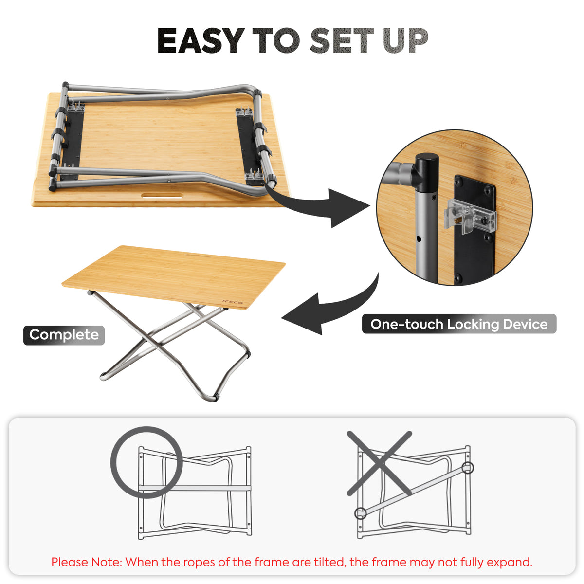 New! Portable Folding Bamboo Camping Table with Storage Bag | ICECO ...