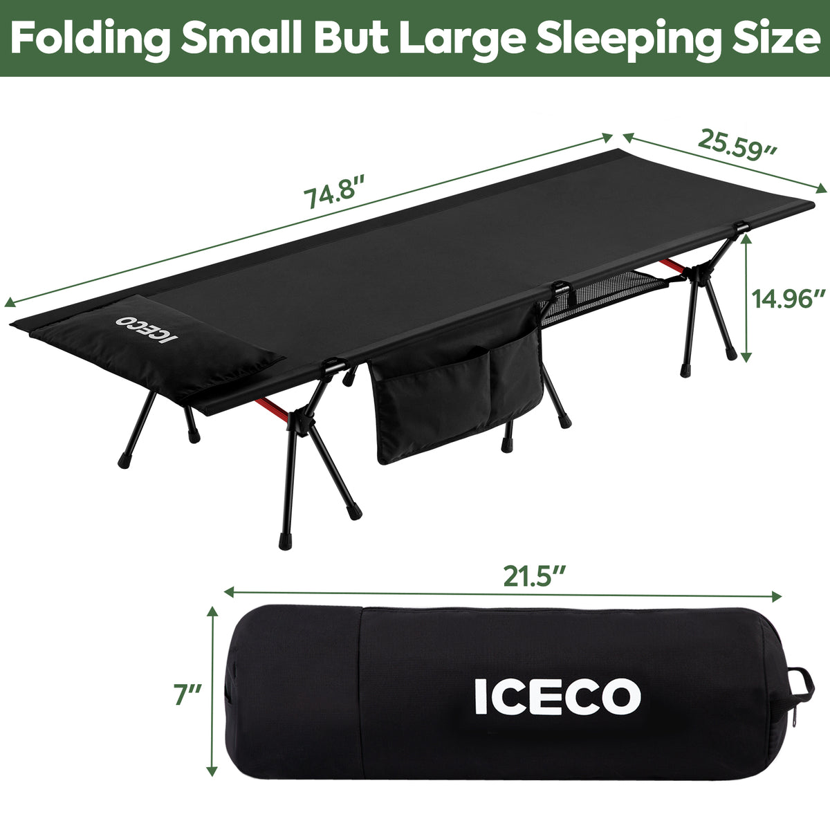 Portable Camping Cot Folding Quick Set Up Cot| ICECO Outdoor – ICECOFREEZER