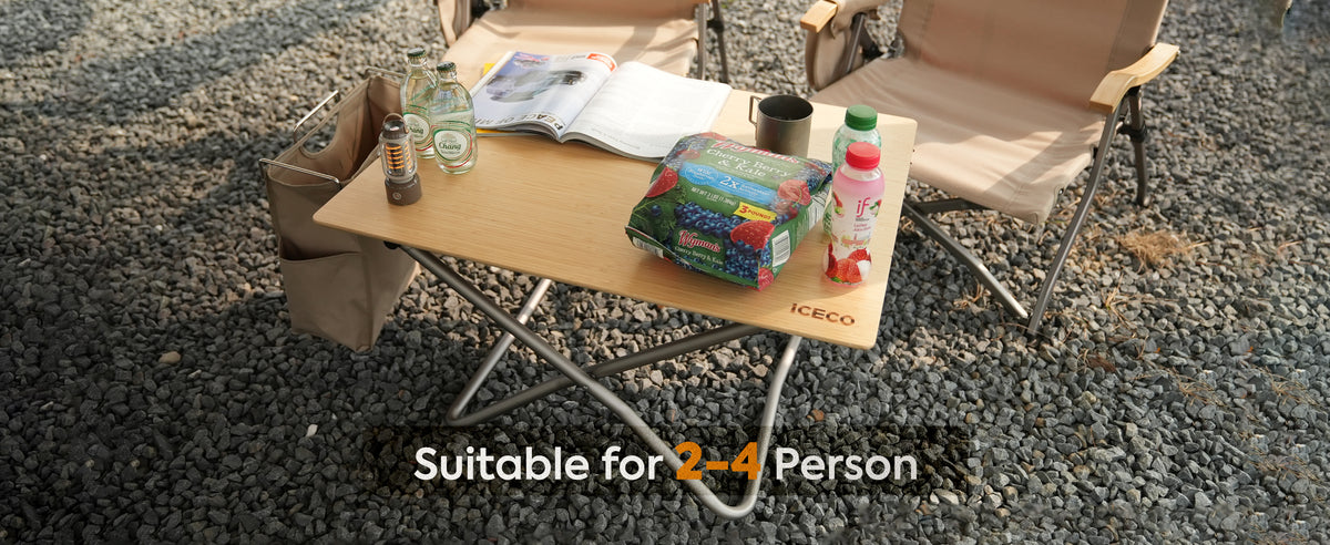 New! Portable Folding Bamboo Camping Table with Storage Bag | ICECO ...