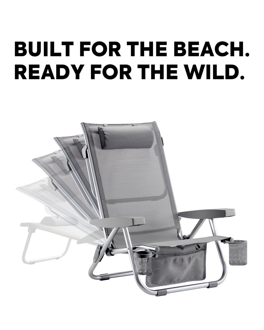 ICECO Bora Beach Chairs for Adults, 5 Positions Reclining & Folding ...