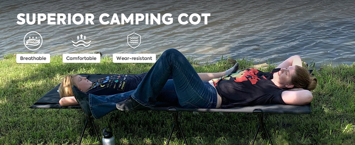 ICECO Camping Cot for Adults, Folding Bed Supports 400 Lbs, Ideal for ...