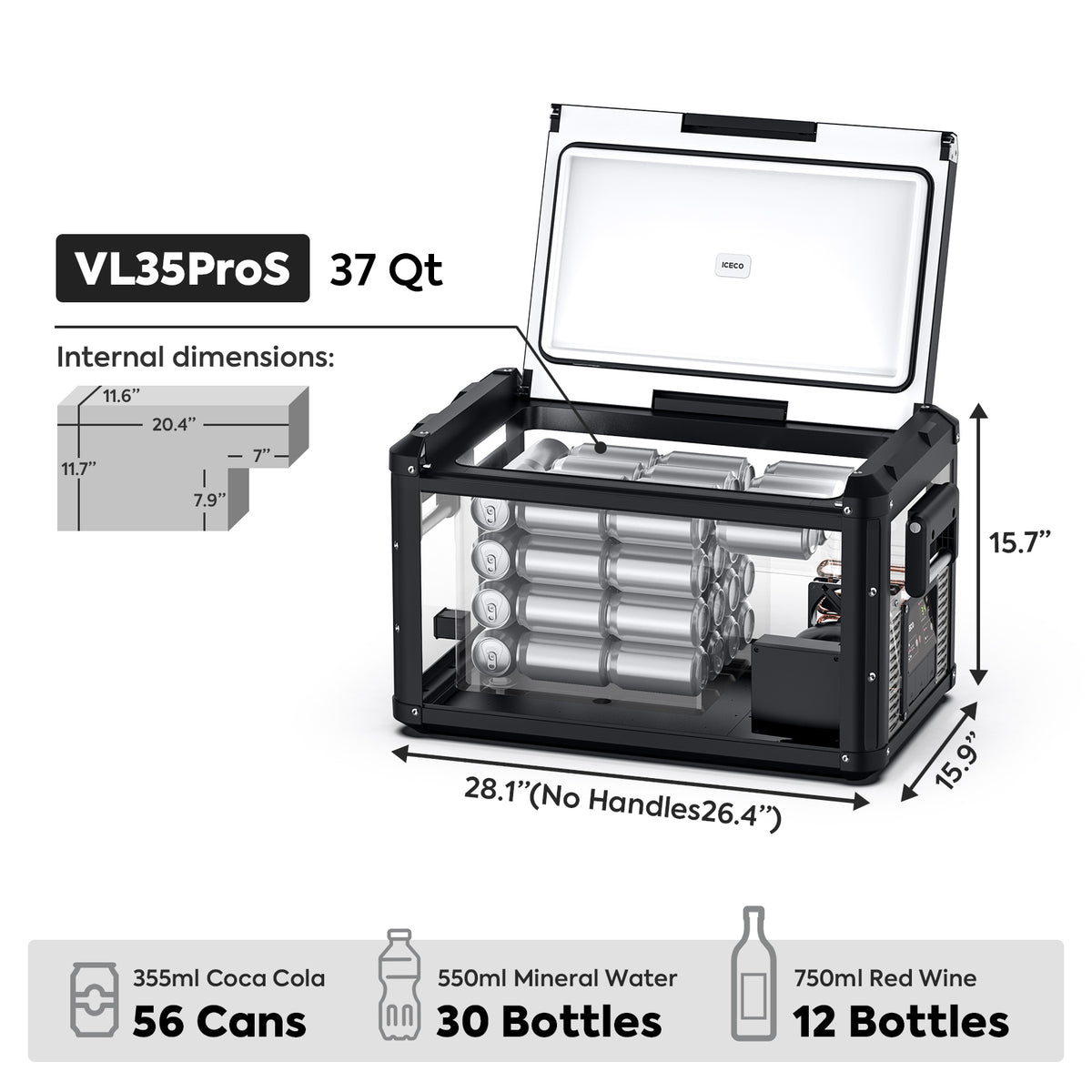 VL35ProS With Cover Portable Fridge Electric Cooler | ICECO 35 Liters ...