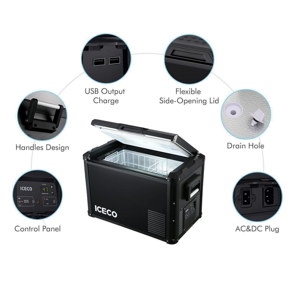 ICECO VL45ProS 12V Fridge Refrigerator Freezer with Slide For Outdoor ...