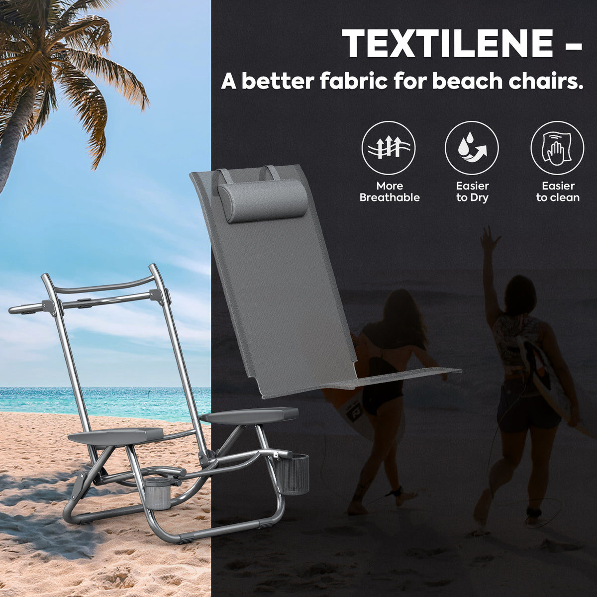 ICECO Bora Beach Chairs for Adults, 5 Positions Reclining & Folding ...